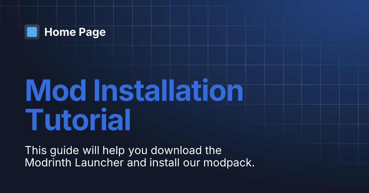 Mod Installation Tutorial | Home Page